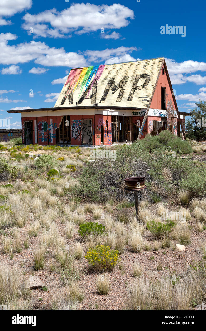 Two Guns' graffiti covered campground store. Two Guns is located in ...