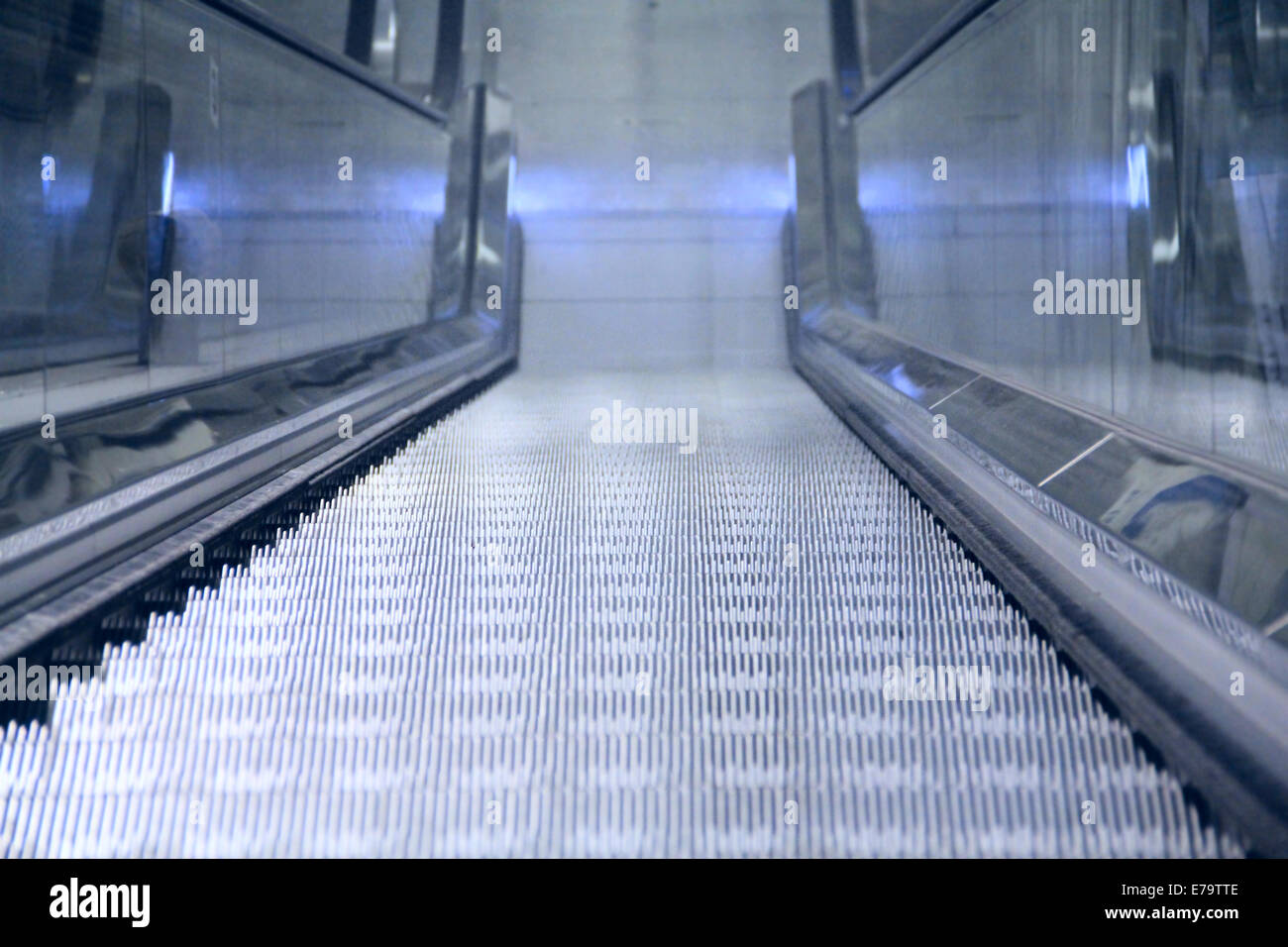 Perspective of escalator steps close-up view Stock Photo - Alamy