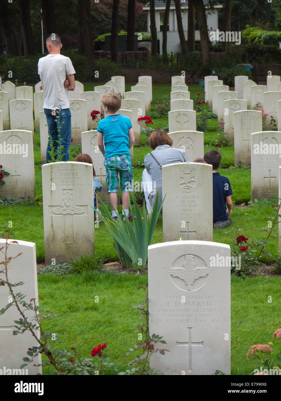 parents children visiting the war cemetery Oosterbeek. the cemetery ...