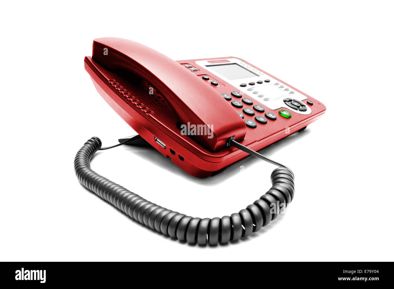 Red IP office phone isolated on white background Stock Photo - Alamy
