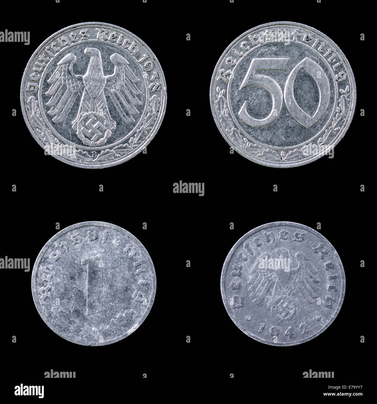 Two German Coins on a Black Background Stock Photo - Alamy