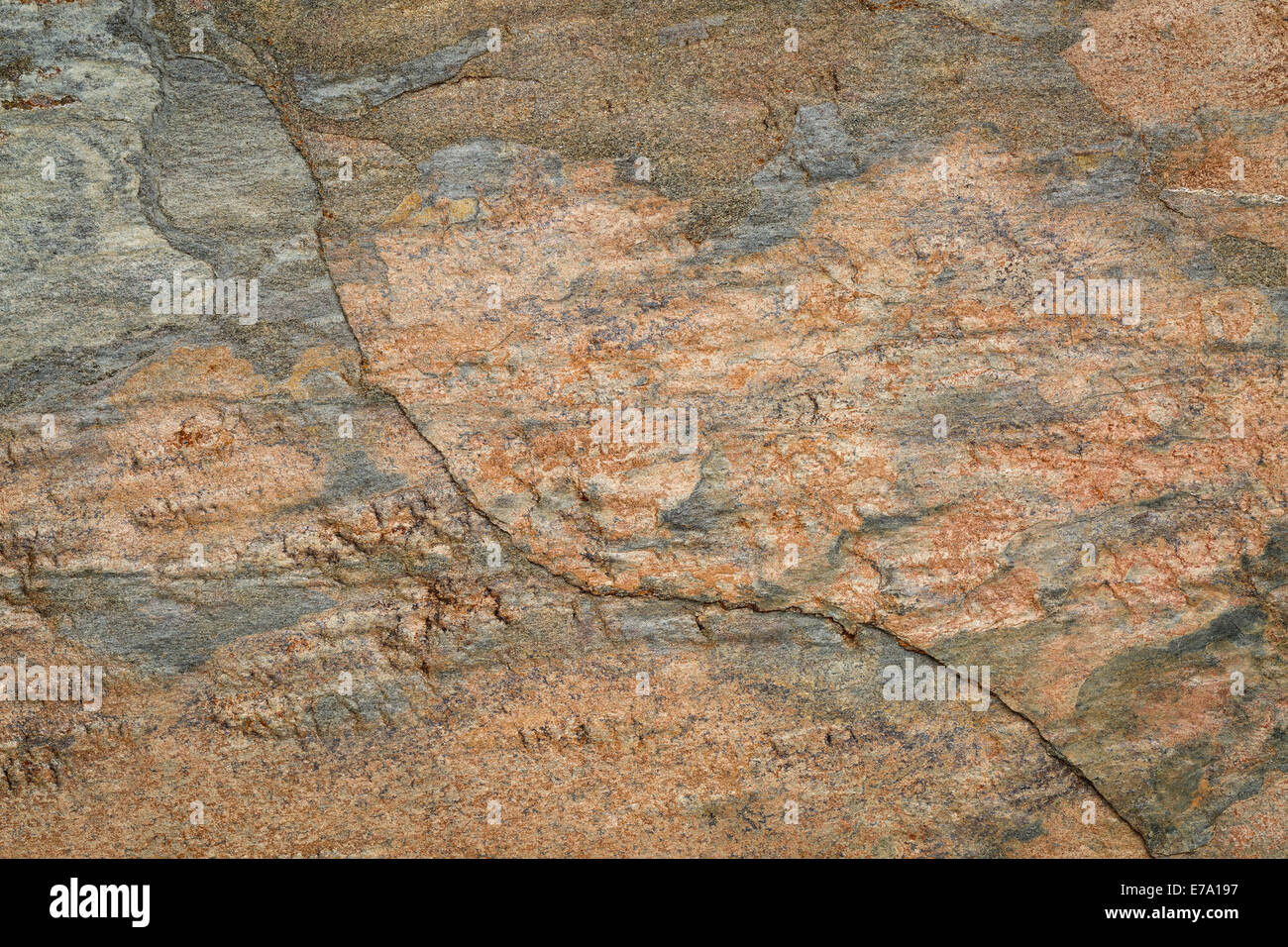 flat, multi color foliated slate rock with abstract like landscape ...