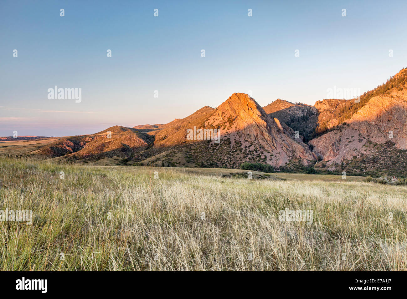 sunset in mountains - Eagle Nest Rock and prairie in northern Colorado ...