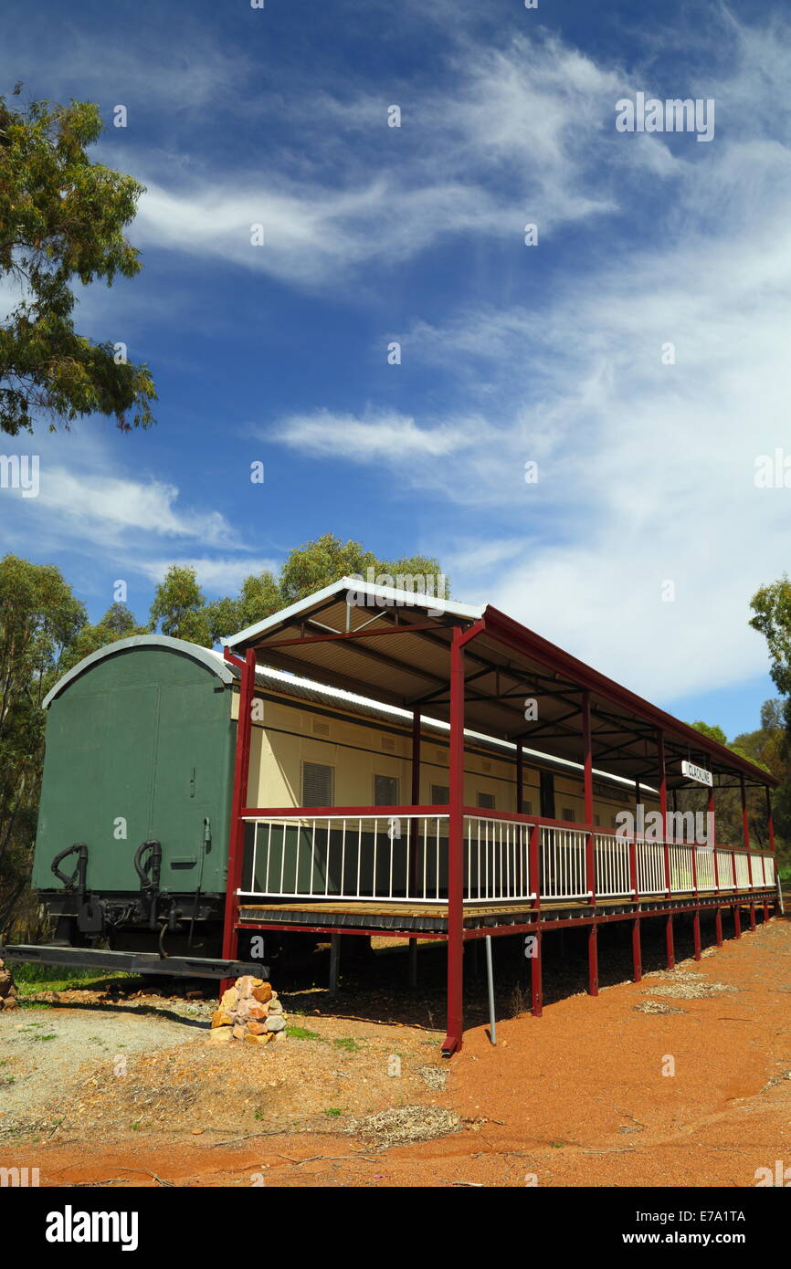 A restored rail carriage, currently serving as a museum, at Clackline ...