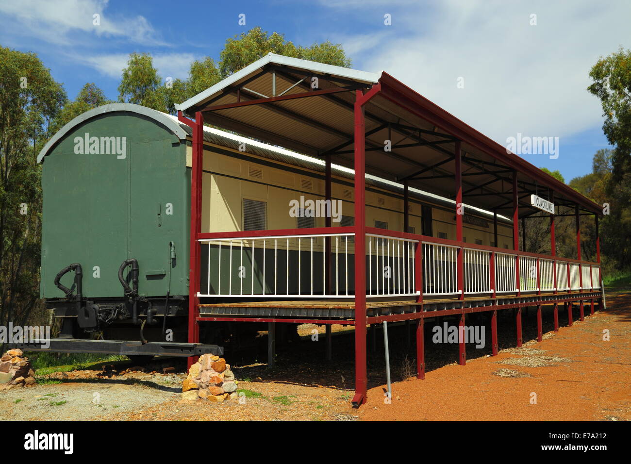 A restored rail carriage, currently serving as a museum, at Clackline ...
