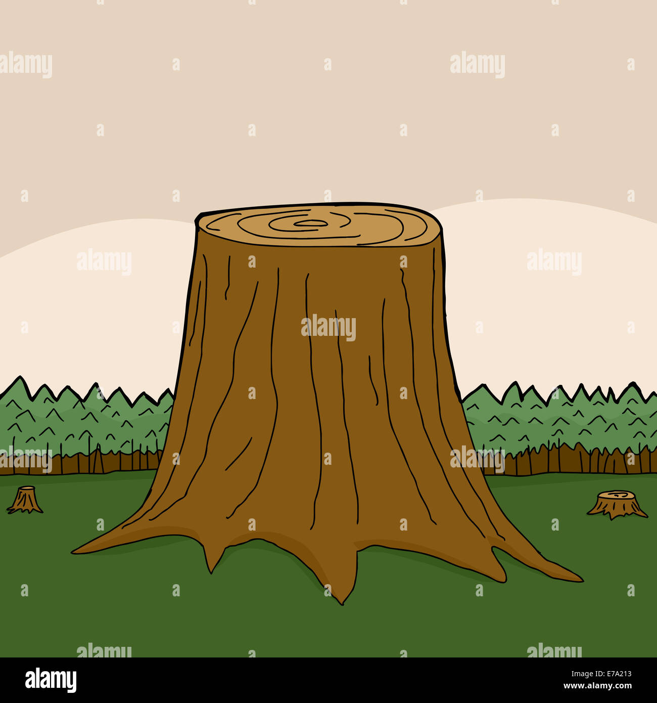 Group of three cut tree trunks near forest Stock Photo - Alamy