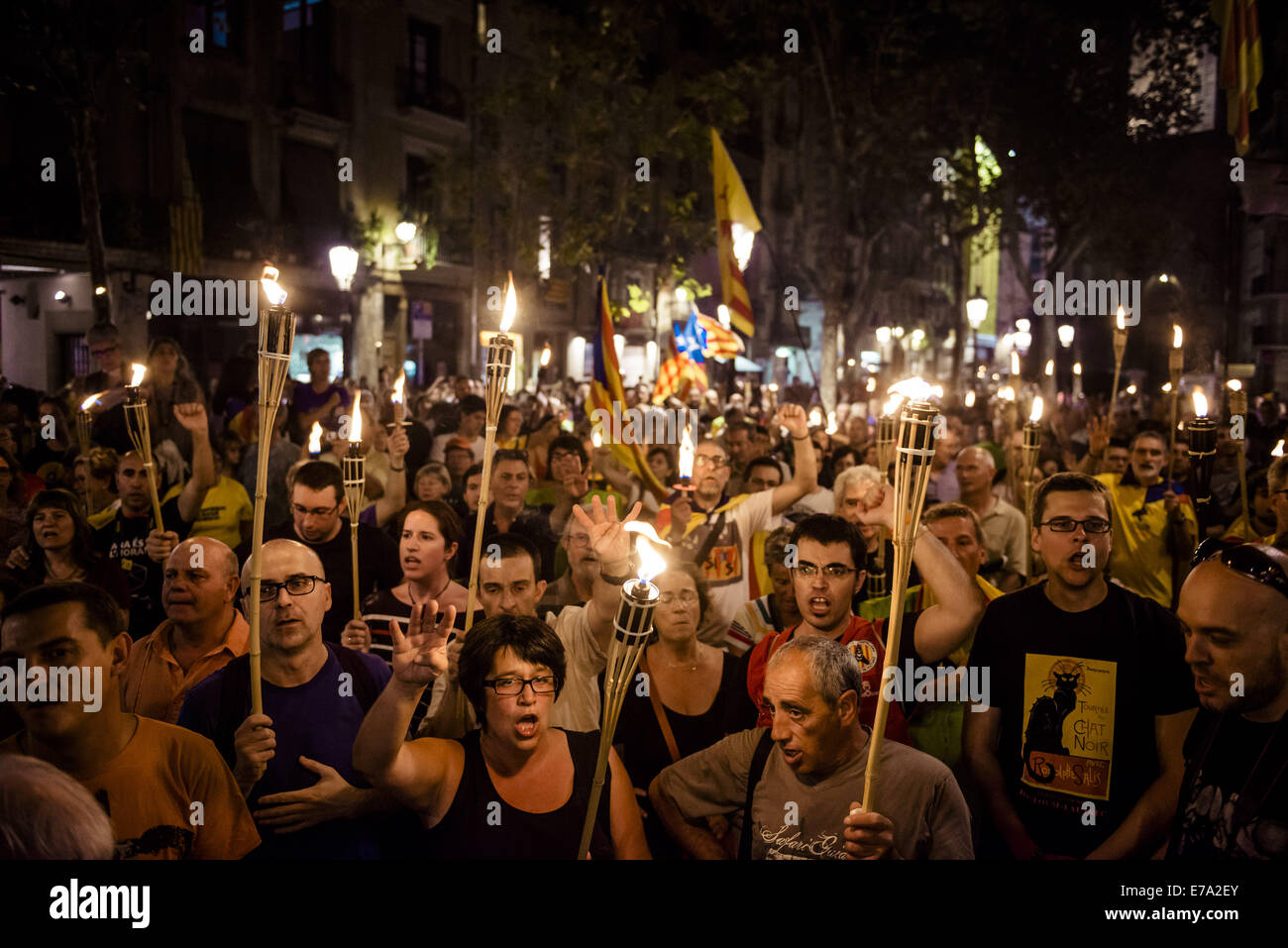 Barcelona, Spain. 10th September, 2014. Catalan nationalists shout ...