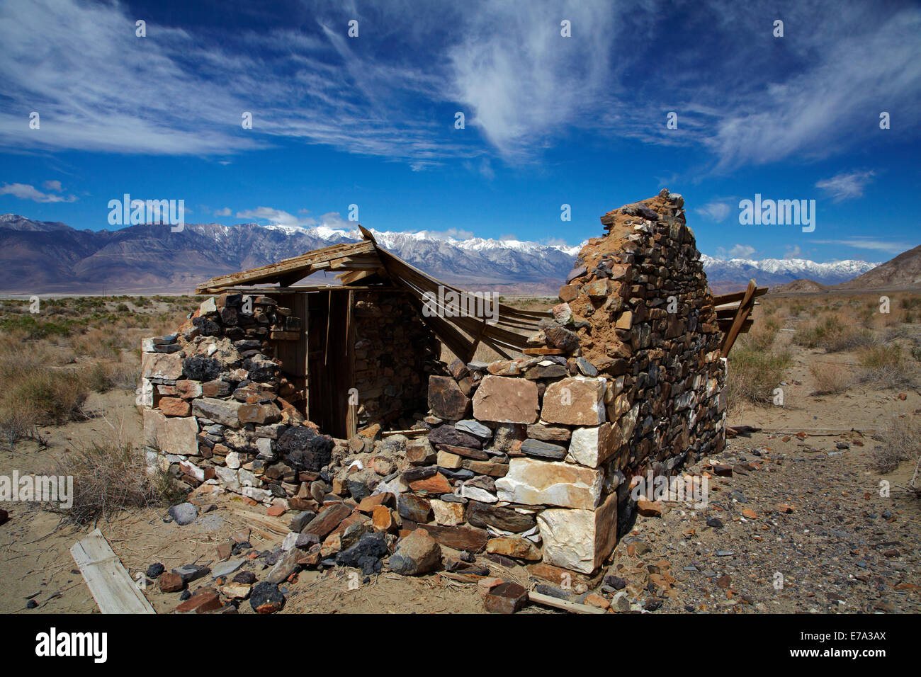 Derelict stone hut at the abandoned town of Swansea, near Keeler by ...