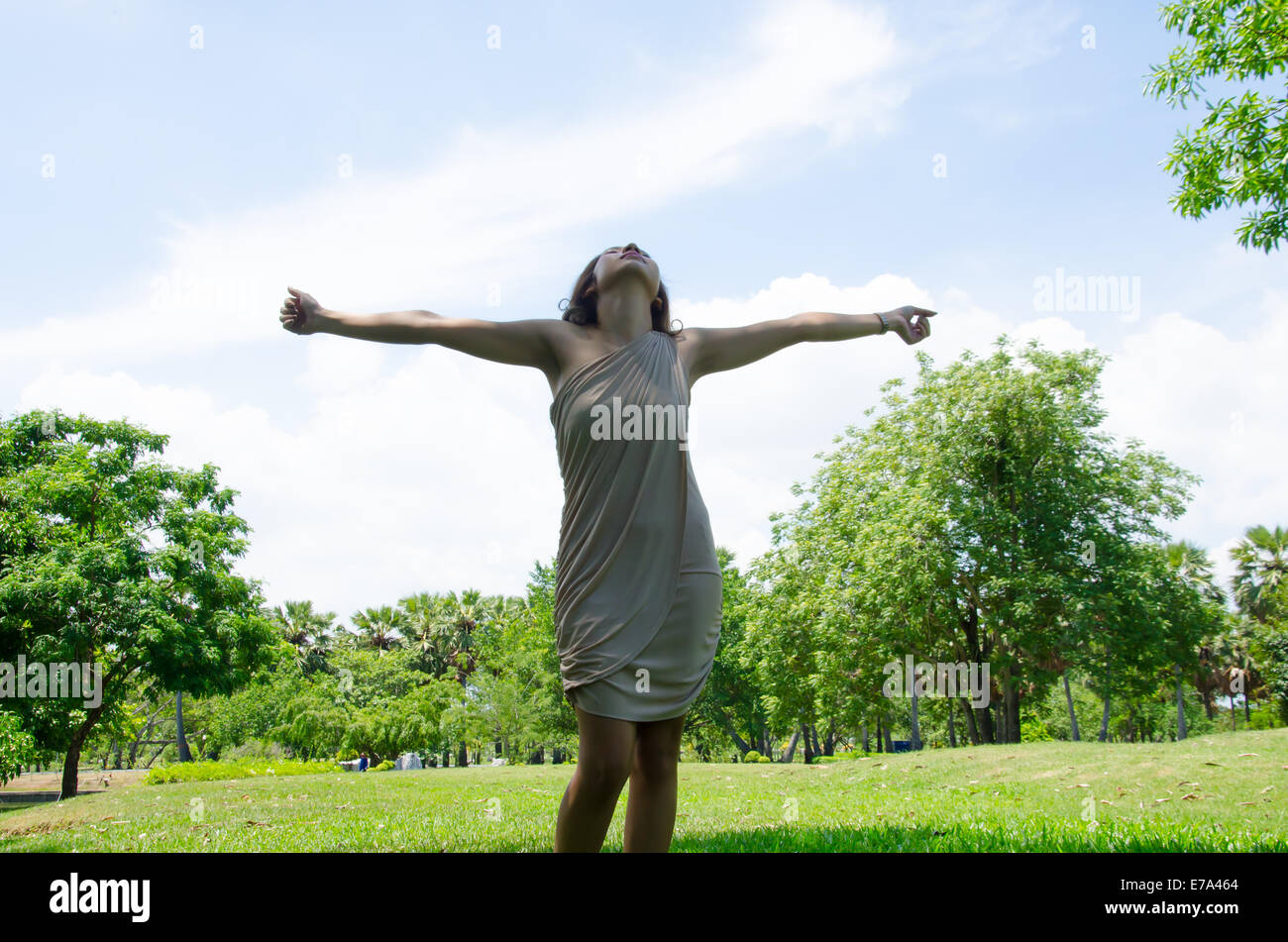 Woman feel happy hi-res stock photography and images - Alamy