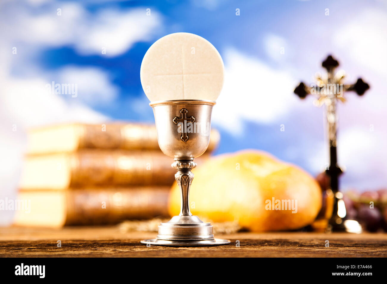 Holy Communion Bread, Wine Stock Photo - Alamy