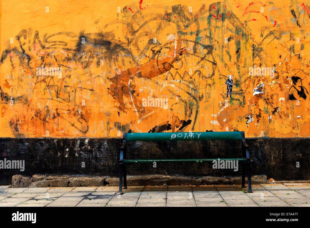 Graffiti covered old bench hi-res stock photography and images - Alamy