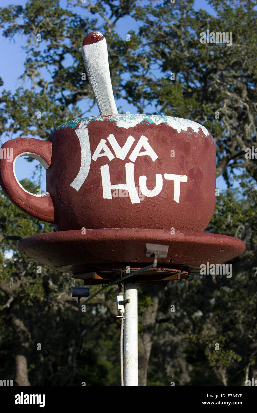Java hut sign, Pipe Creek Texas Stock Photo - Alamy