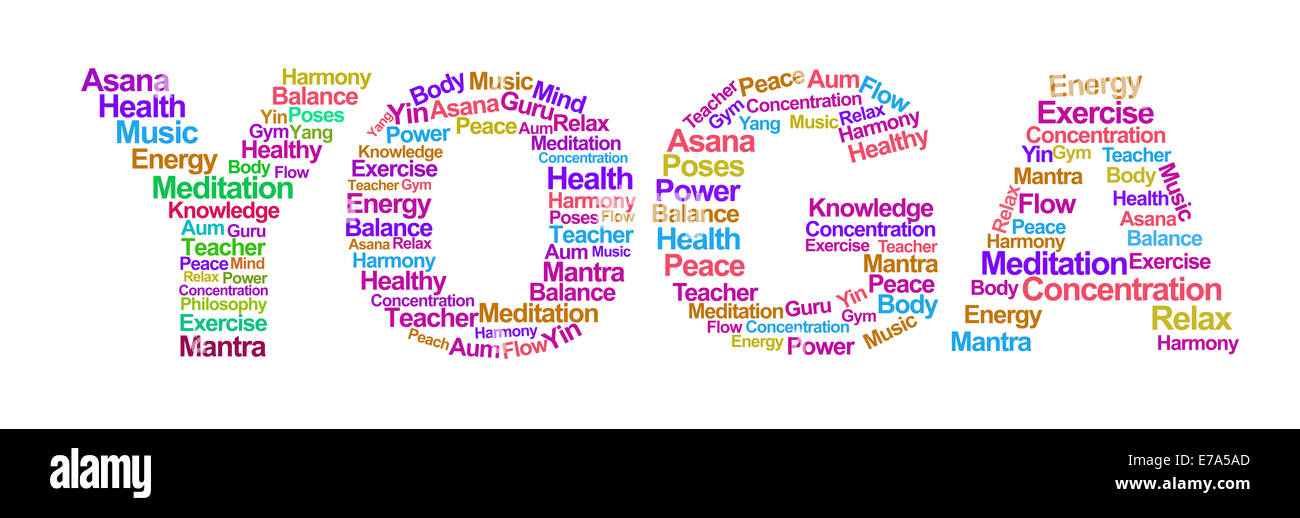 Yoga Text in White Background Stock Photo - Alamy