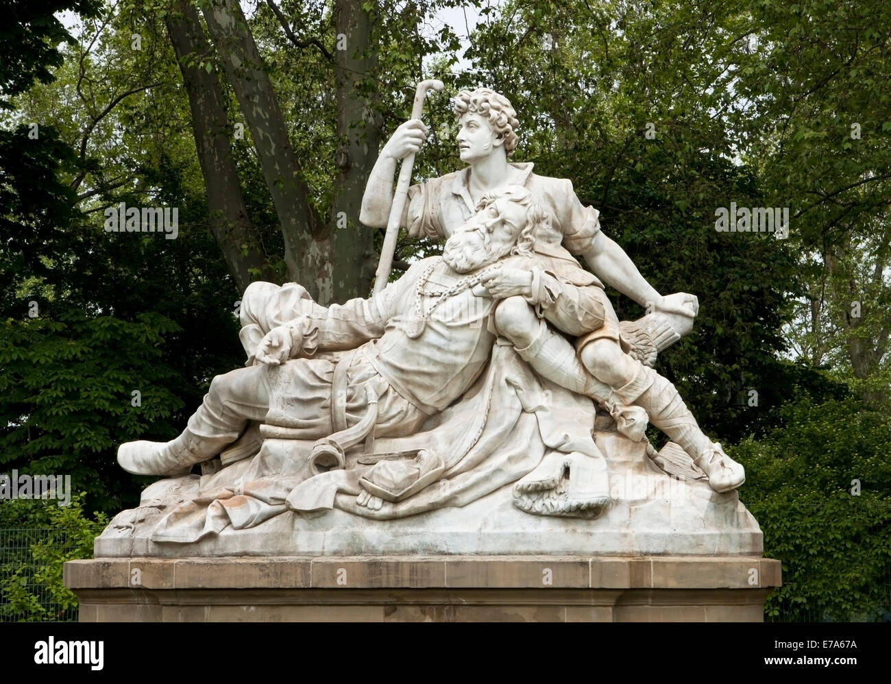 Stuttgart, Germany - marble monument named Eberhardsgruppe dated 1881 ...