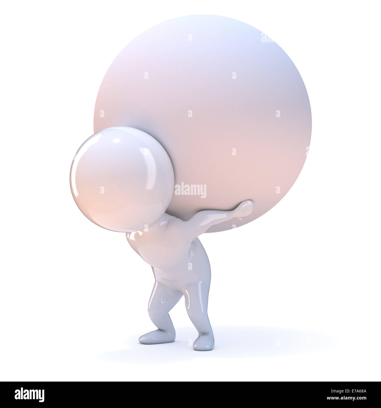 3d render of a little person carrying a heavy weight on his back Stock ...