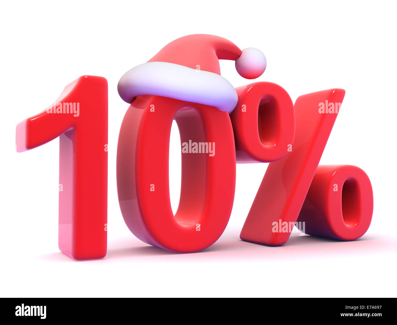 3d render of a ten percent symbol wearing a Santa Claus hat Stock Photo ...
