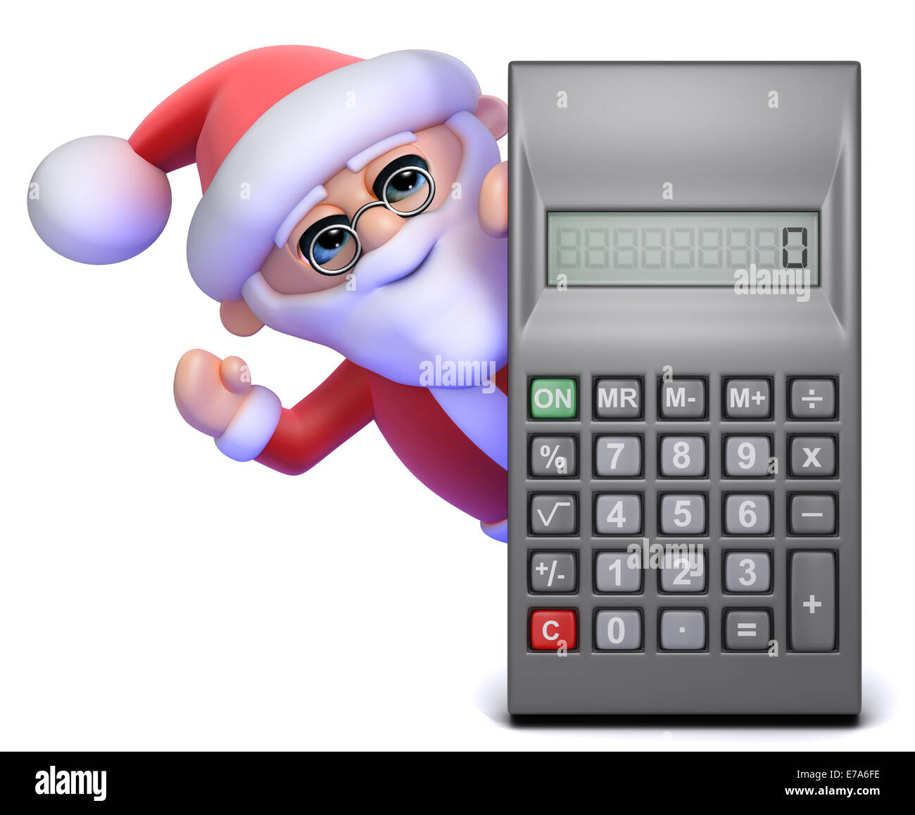 3d render of Santa Claus behind a calculator Stock Photo - Alamy