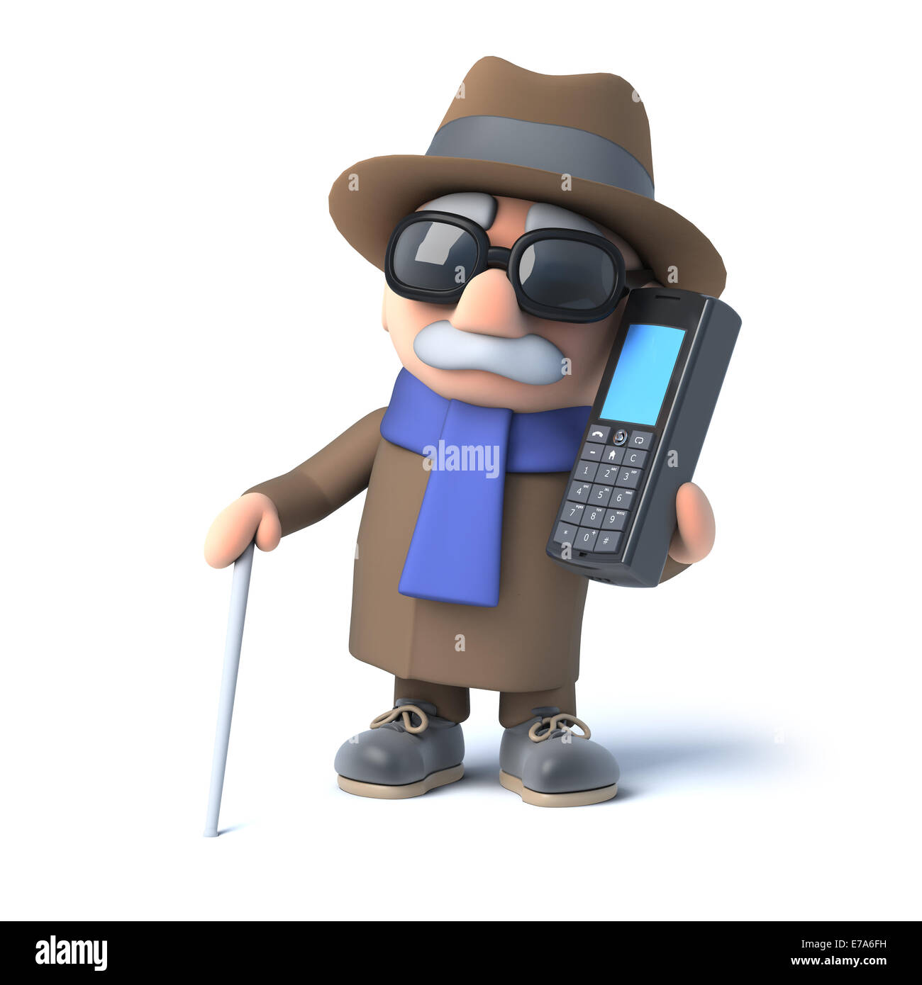 3d render of a blind man chatting on a mobile phone Stock Photo - Alamy