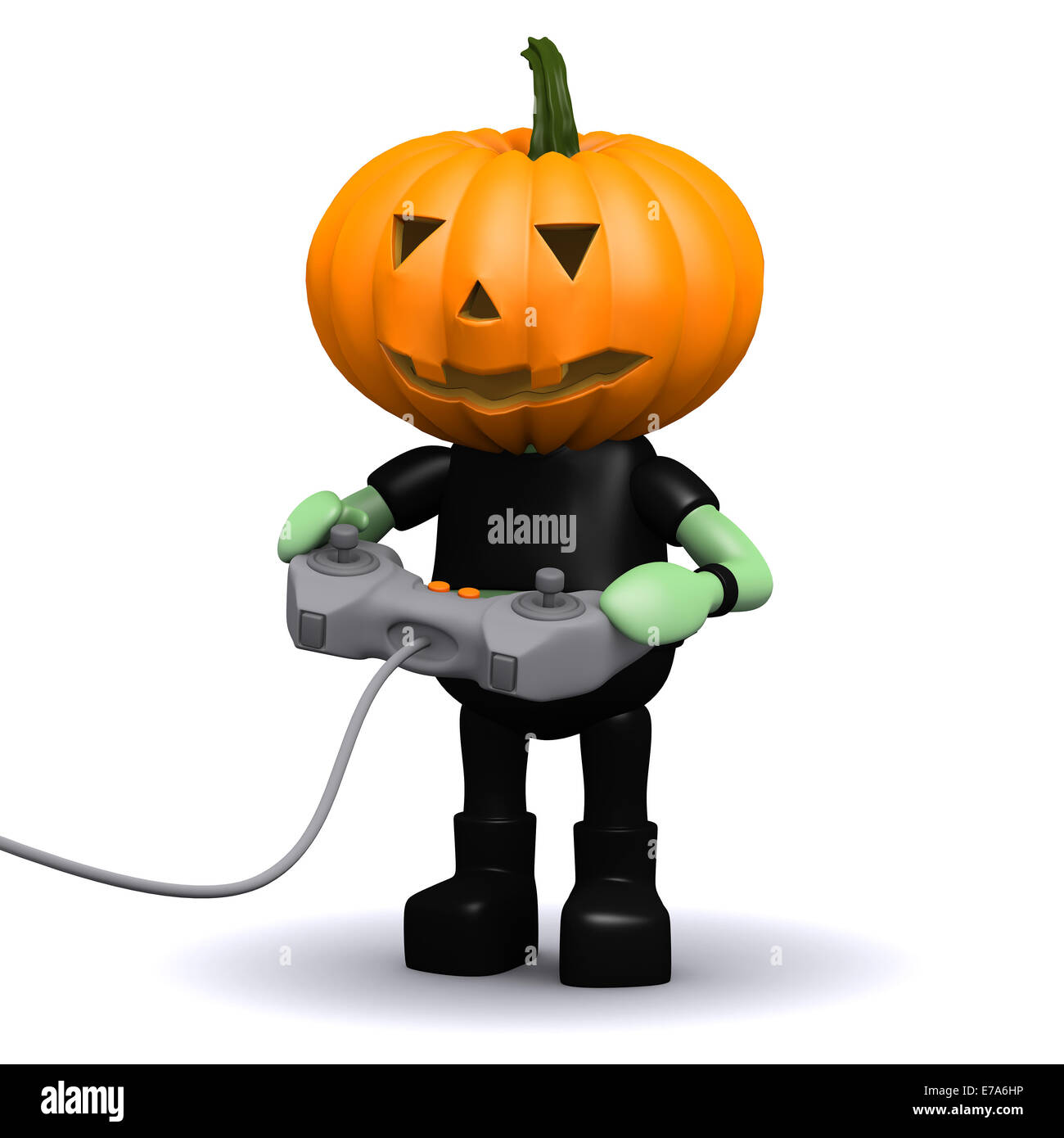 3d render of a pumpkin head monster playing a videogame Stock Photo - Alamy