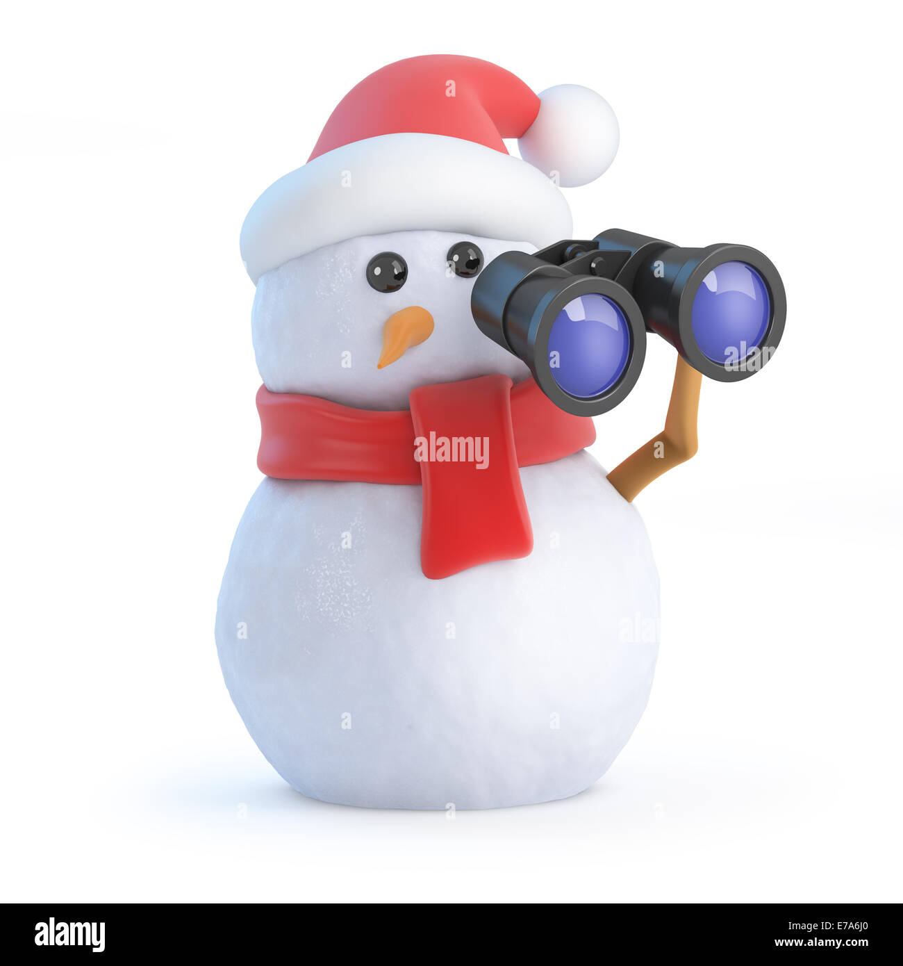 3d render of a snowman looking through binoculars Stock Photo - Alamy