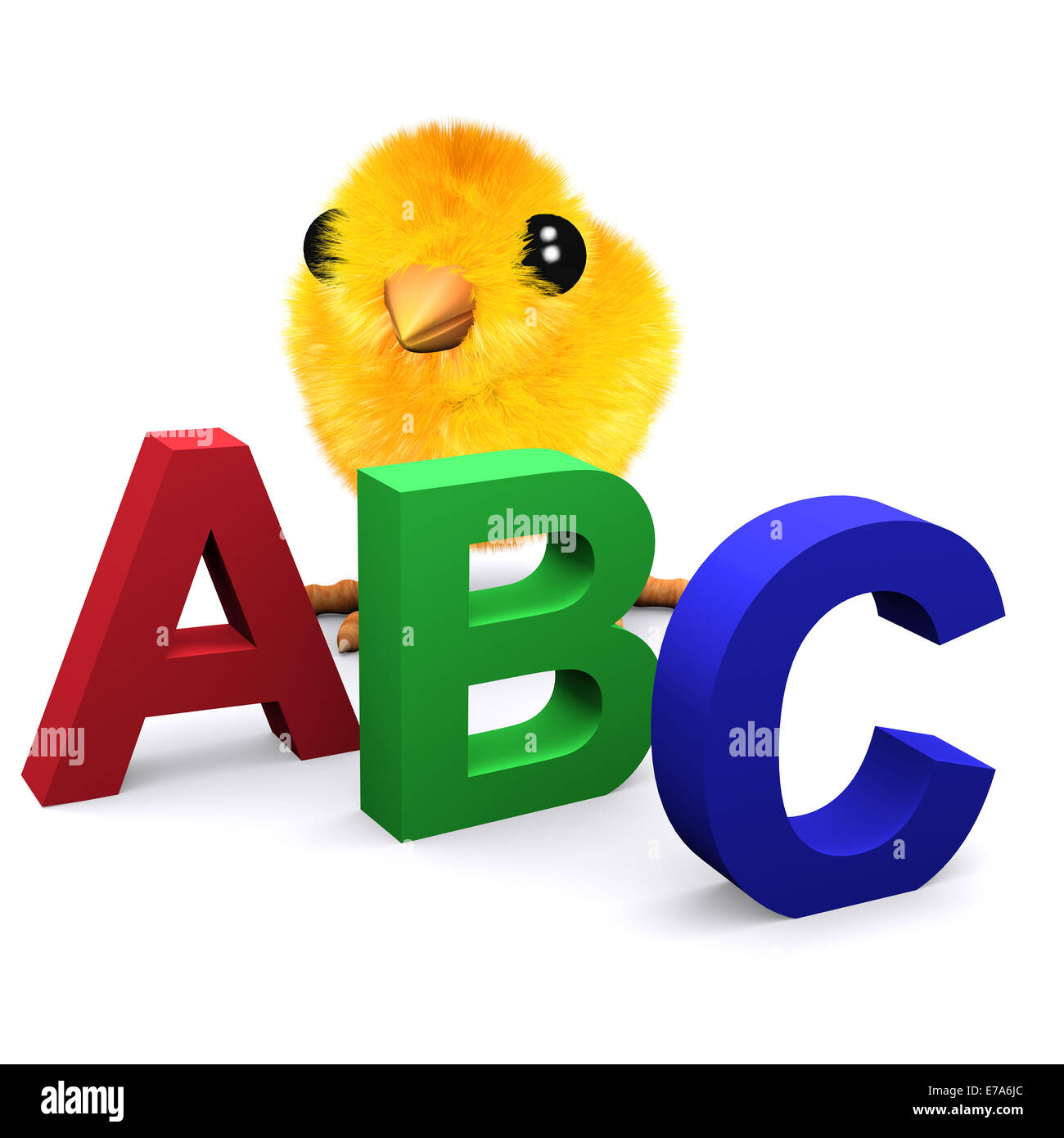 3d render of a baby chick with letters of the alphabet Stock Photo - Alamy