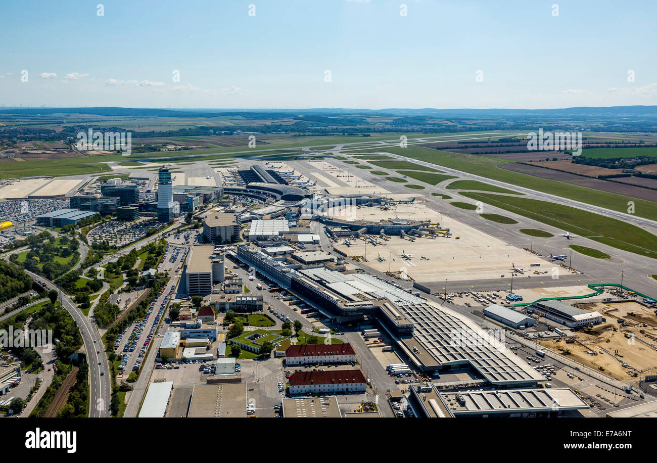 Aerial view, Vienna International Airport, Schwechat, Vienna, Austria ...
