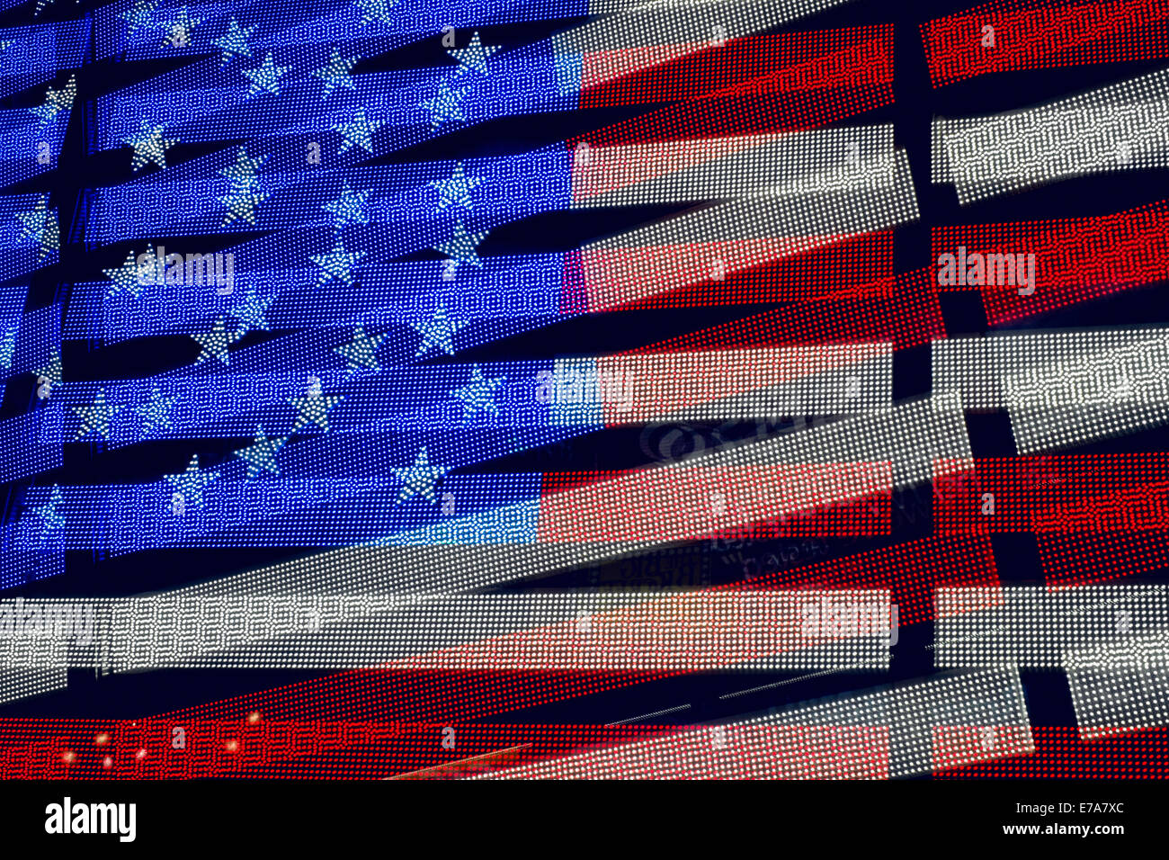 Screen showing American flag in double exposure Stock Photo - Alamy