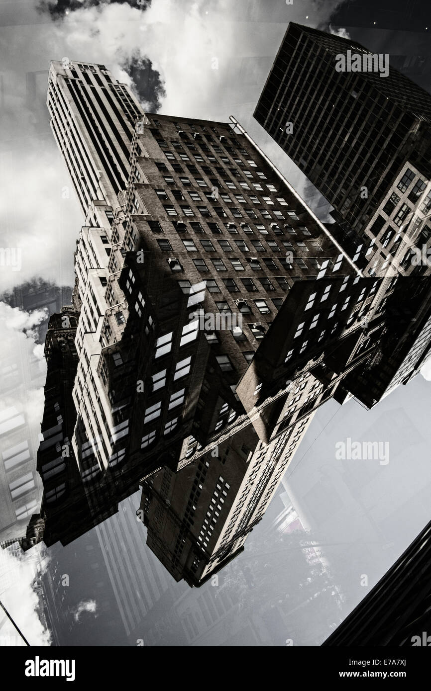 Multiple exposure of buildings in Manhattan, New York, USA Stock Photo ...