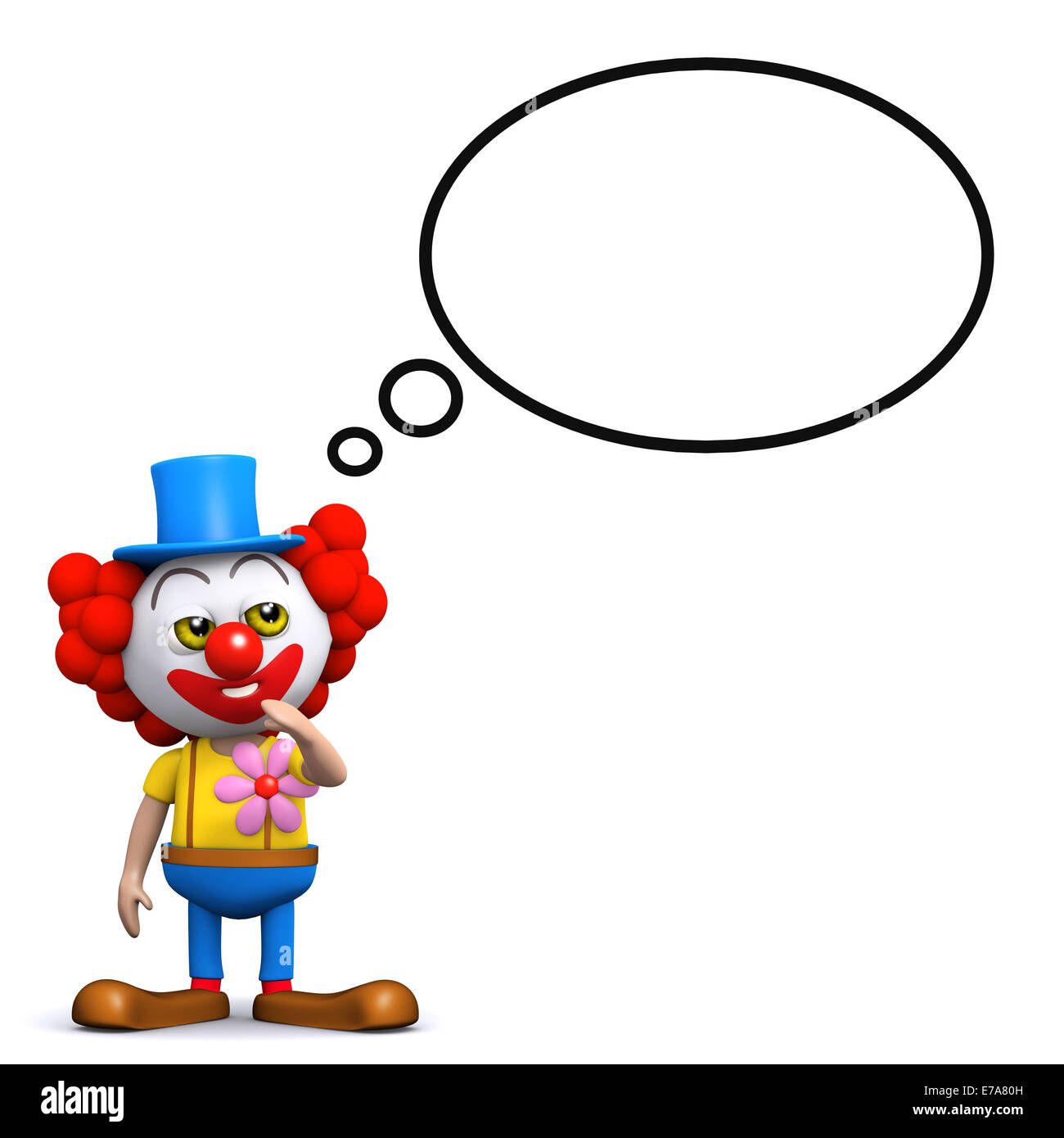 3d cartoon clown character thinking with a blank thought balloon Stock ...