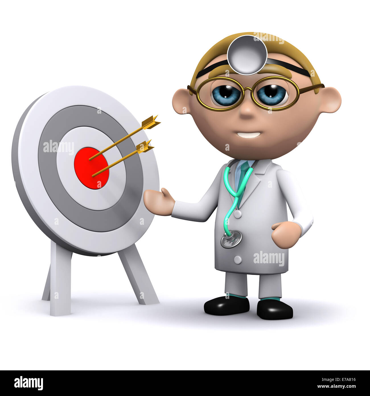 3d Doctor hits the target Stock Photo - Alamy