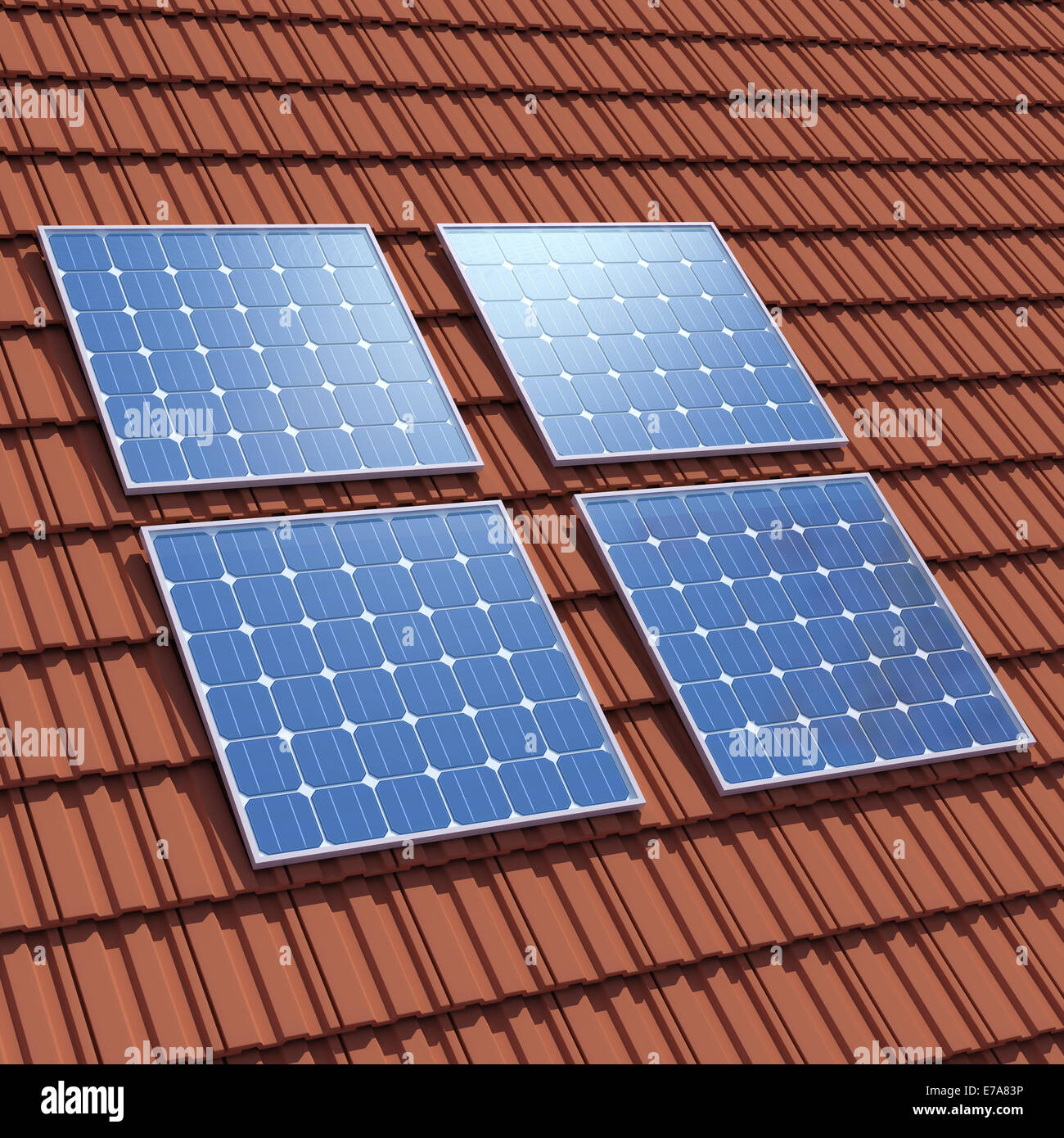 3d Solar cells on roof Stock Photo - Alamy