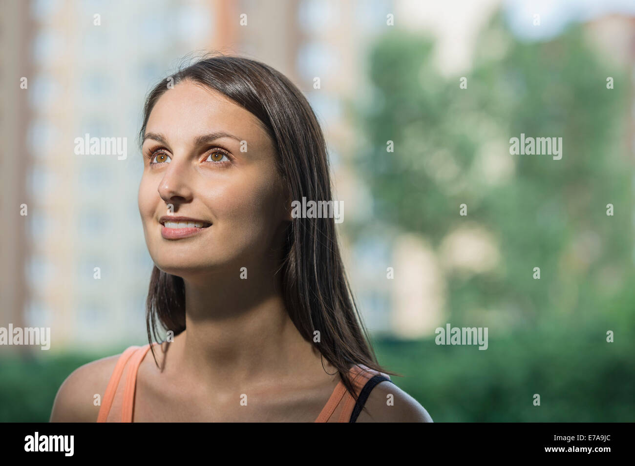 Woman Looking Up At Camera