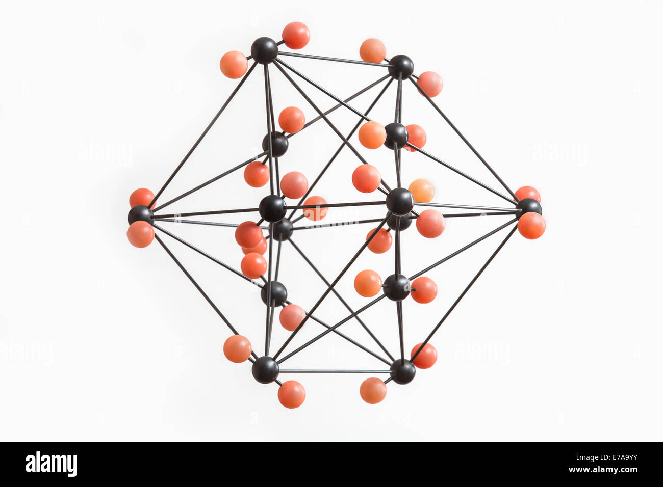 Orange and black molecular structure against white background Stock ...