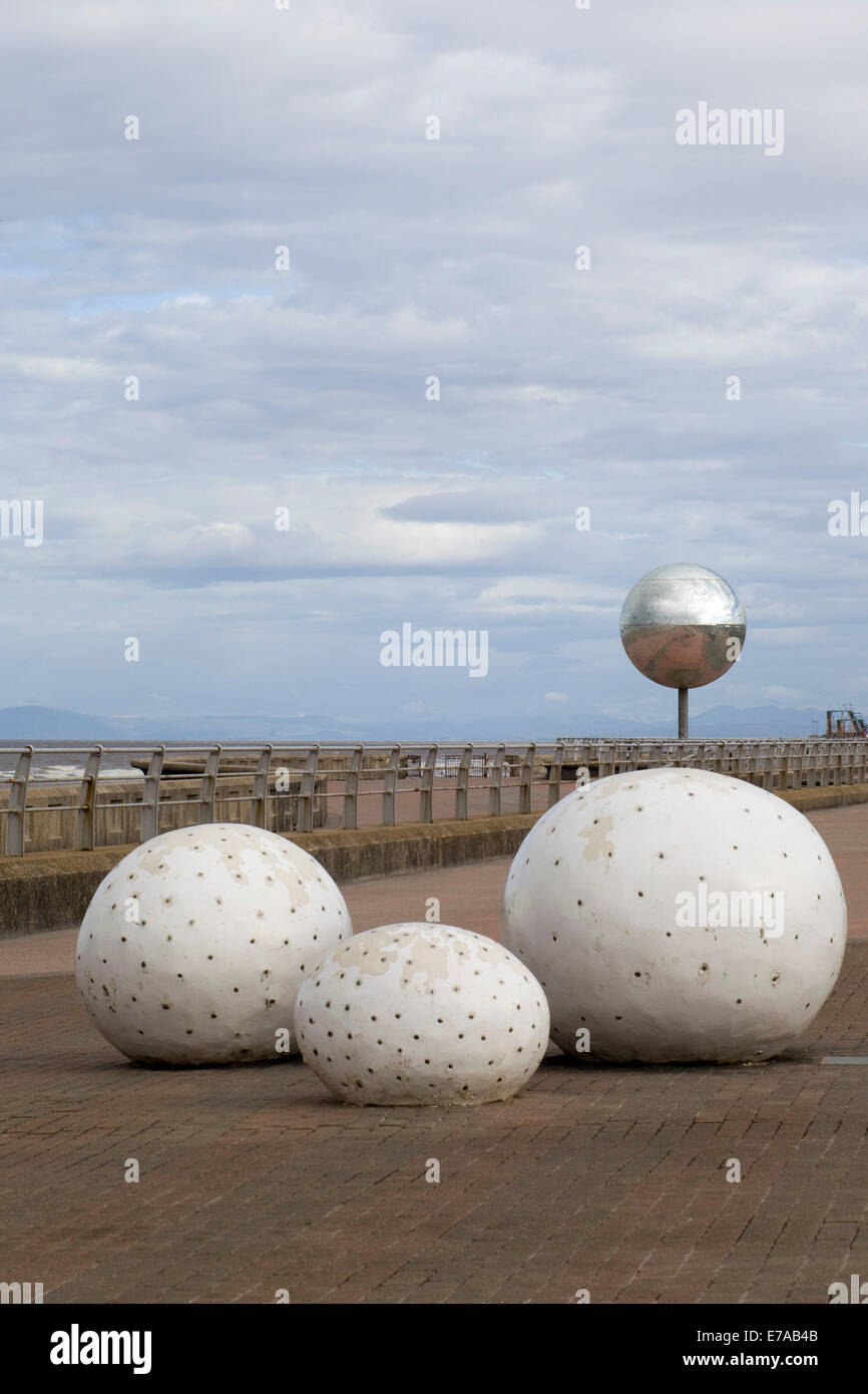 Abstract Artwork on the Beach and promenade "the golden Mile" Blackpool ...