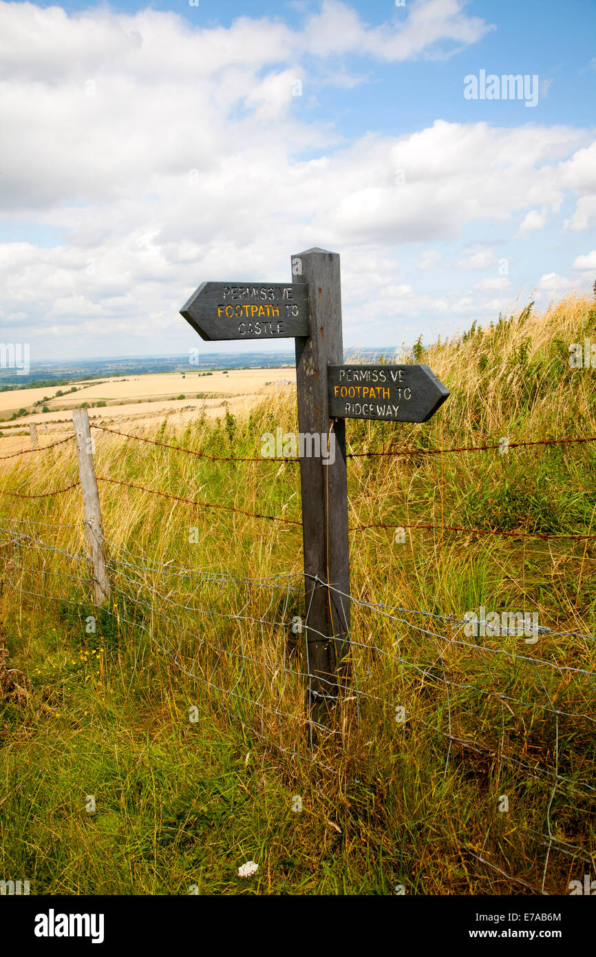 Permissive footpath sign on the Ridgeway long distance footpath near ...