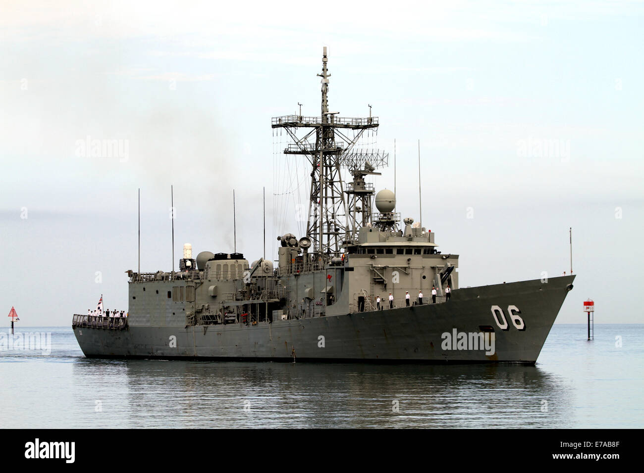 HMAS Newcastle sailing into Adelaide Australia Stock Photo - Alamy