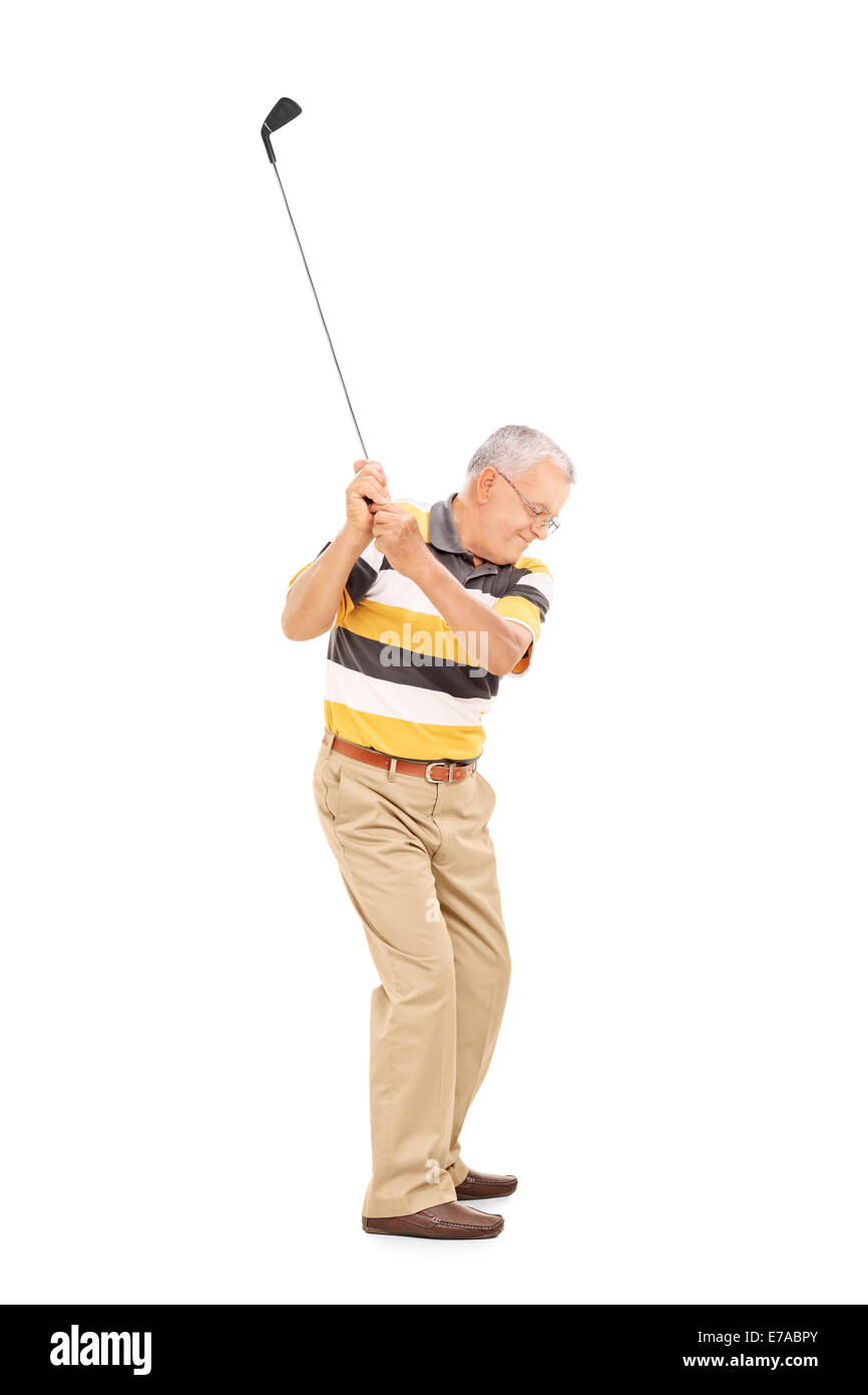 Man holding golf club on Cut Out Stock Images & Pictures - Alamy