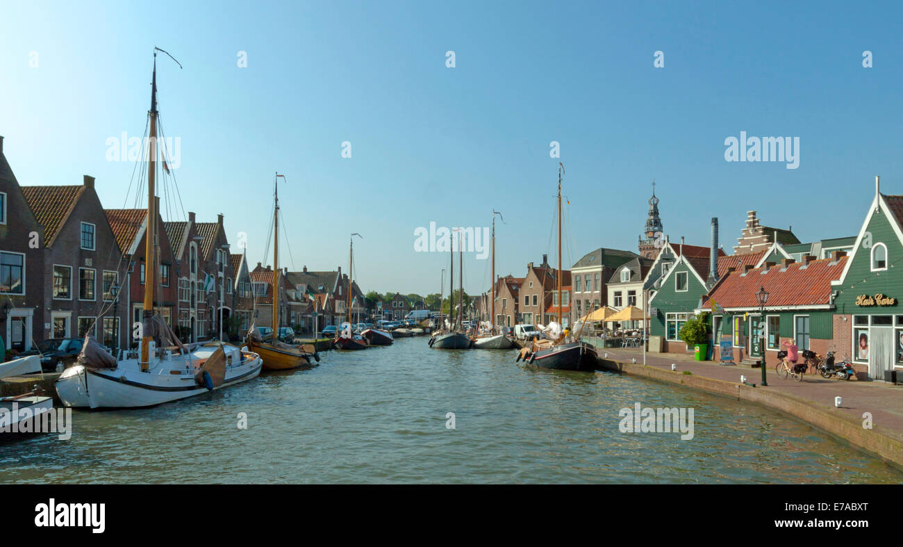 View from Lange Brug on the historic city of Monnickendam, North ...