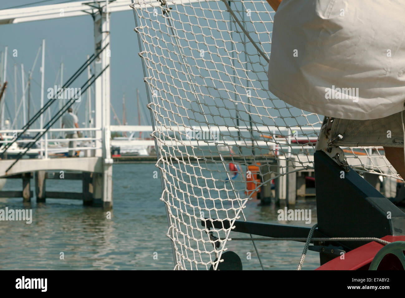 View on a famous drawbridge, called Lange Brug, in the historic city of ...