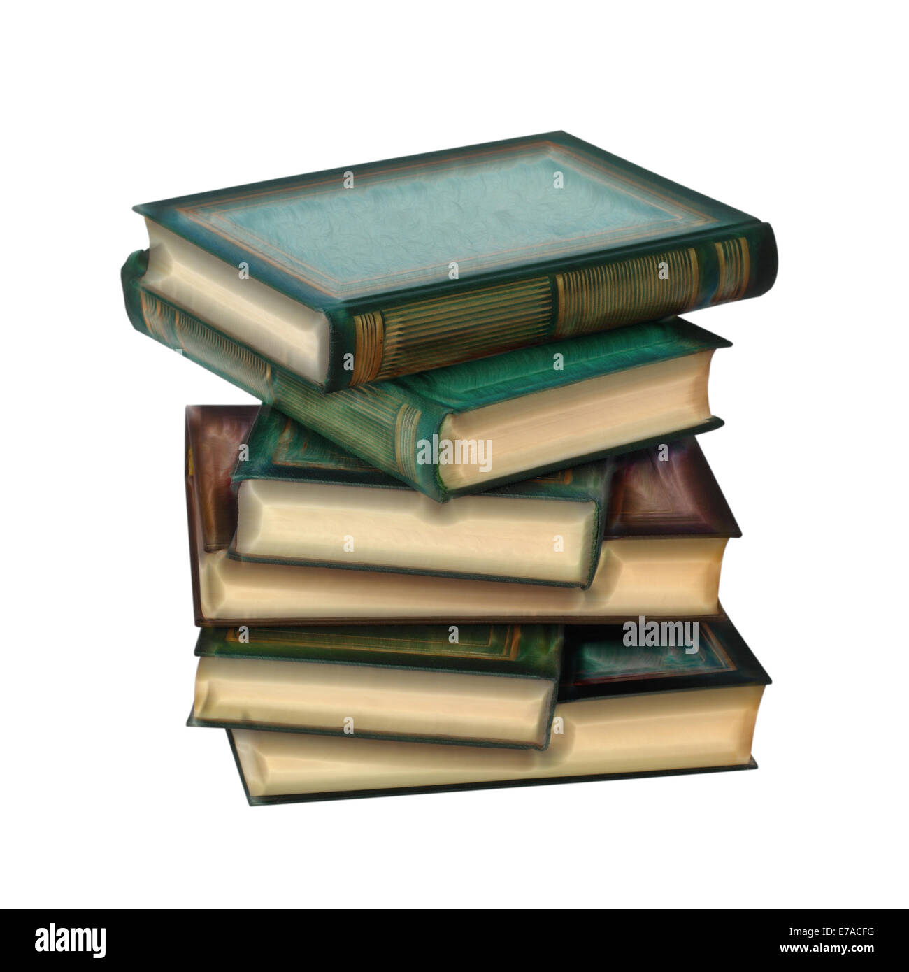 Pile of thick books on a white background. It is isolated, the worker ...