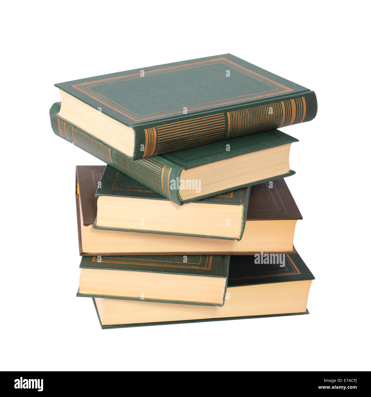 Pile of thick books on a white background. It is isolated, the worker ...