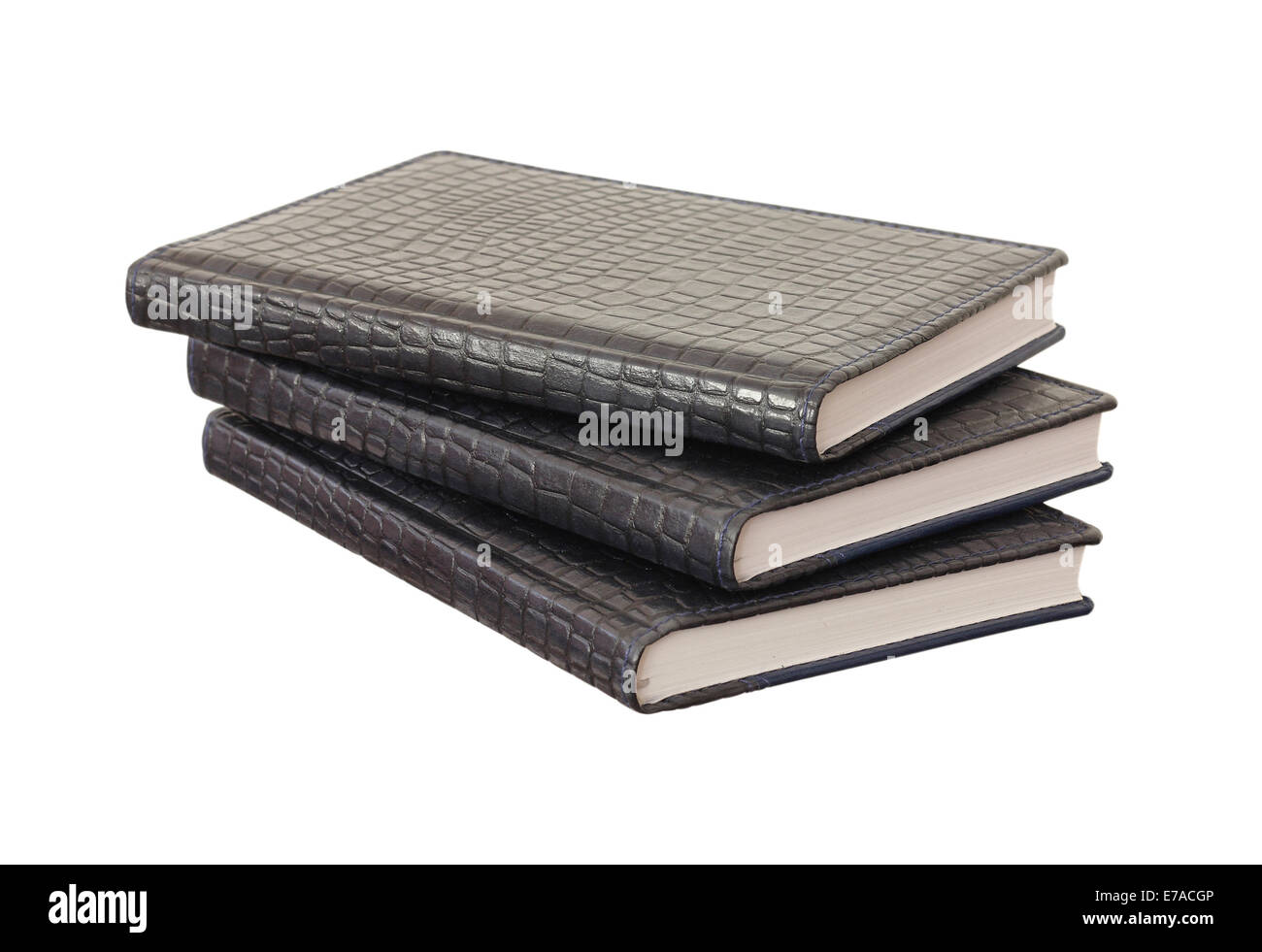 pile of notebooks on a white background Stock Photo - Alamy