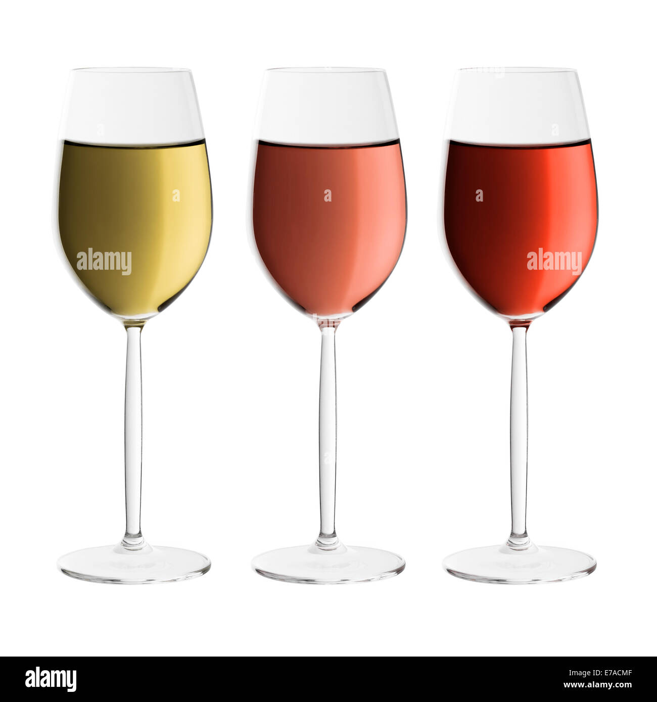 set of three wine glasses isolated on white background Stock Photo - Alamy