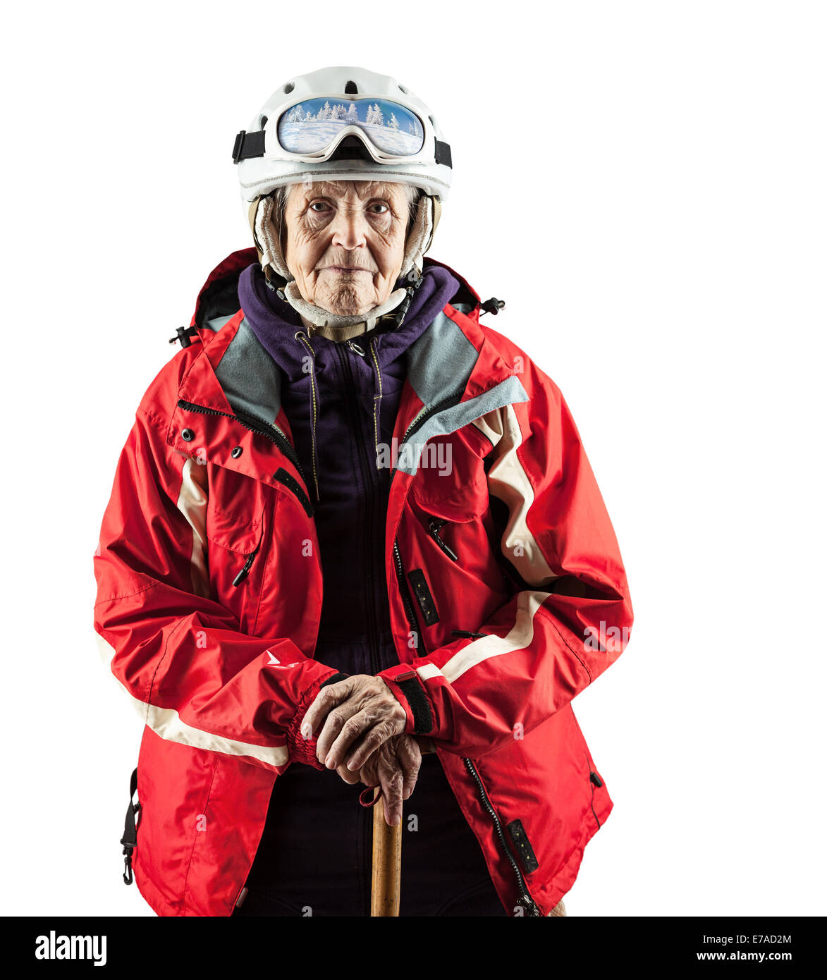 Old woman wearing helmet isolated hi-res stock photography and images ...