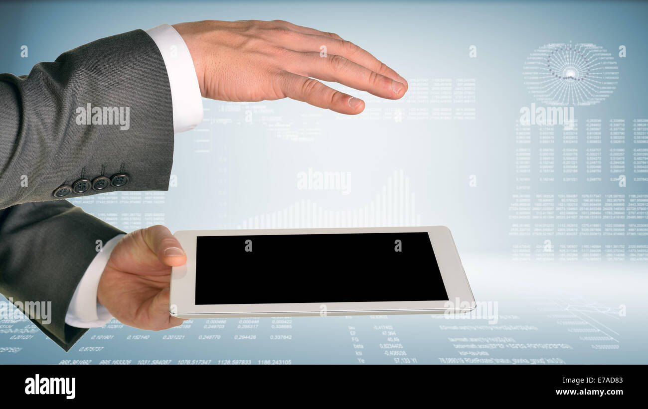 Two hands using tablet pc Stock Photo - Alamy