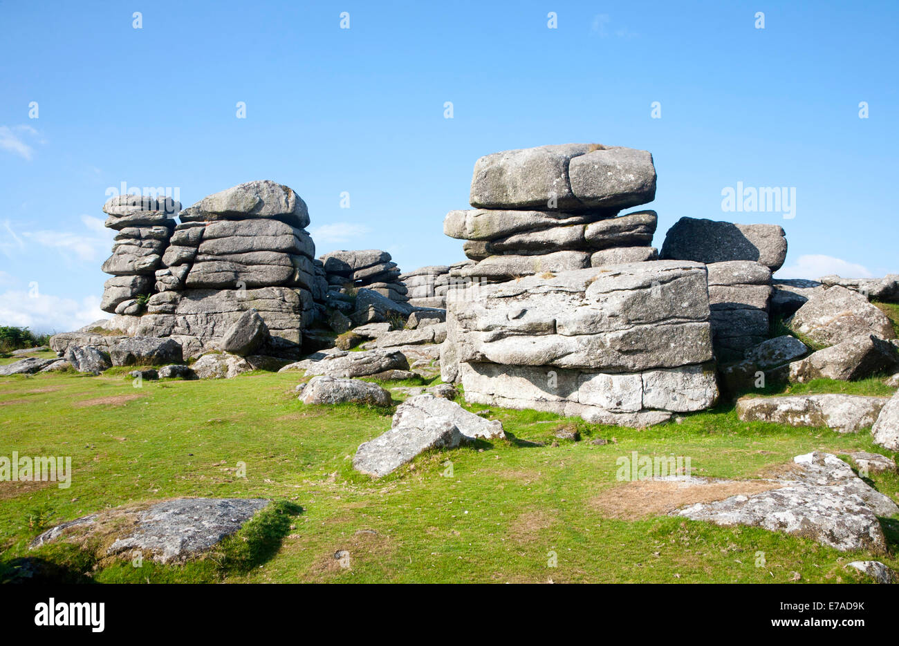 Granite upland landscape at Combestone Tor, near Hexworthy, Dartmoor ...