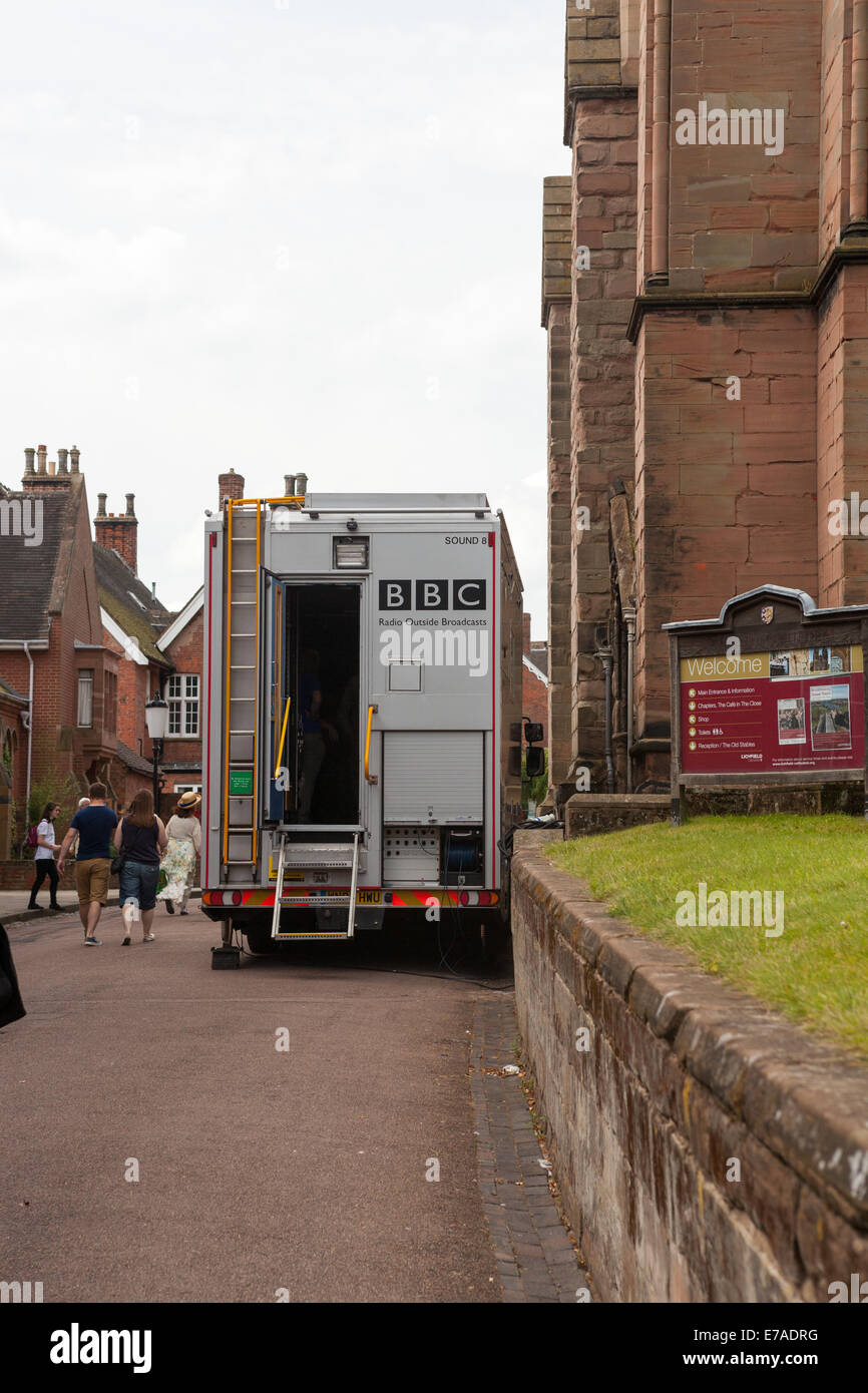 The BBC's radio outside broadcast vehicle near Lichfield cathedral in ...