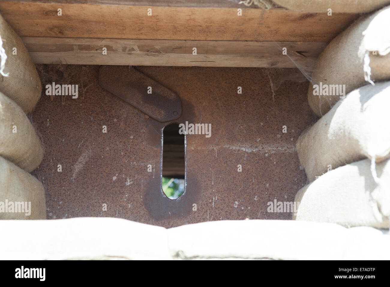 A sniper point in the replica First World War trenches at Whittington ...