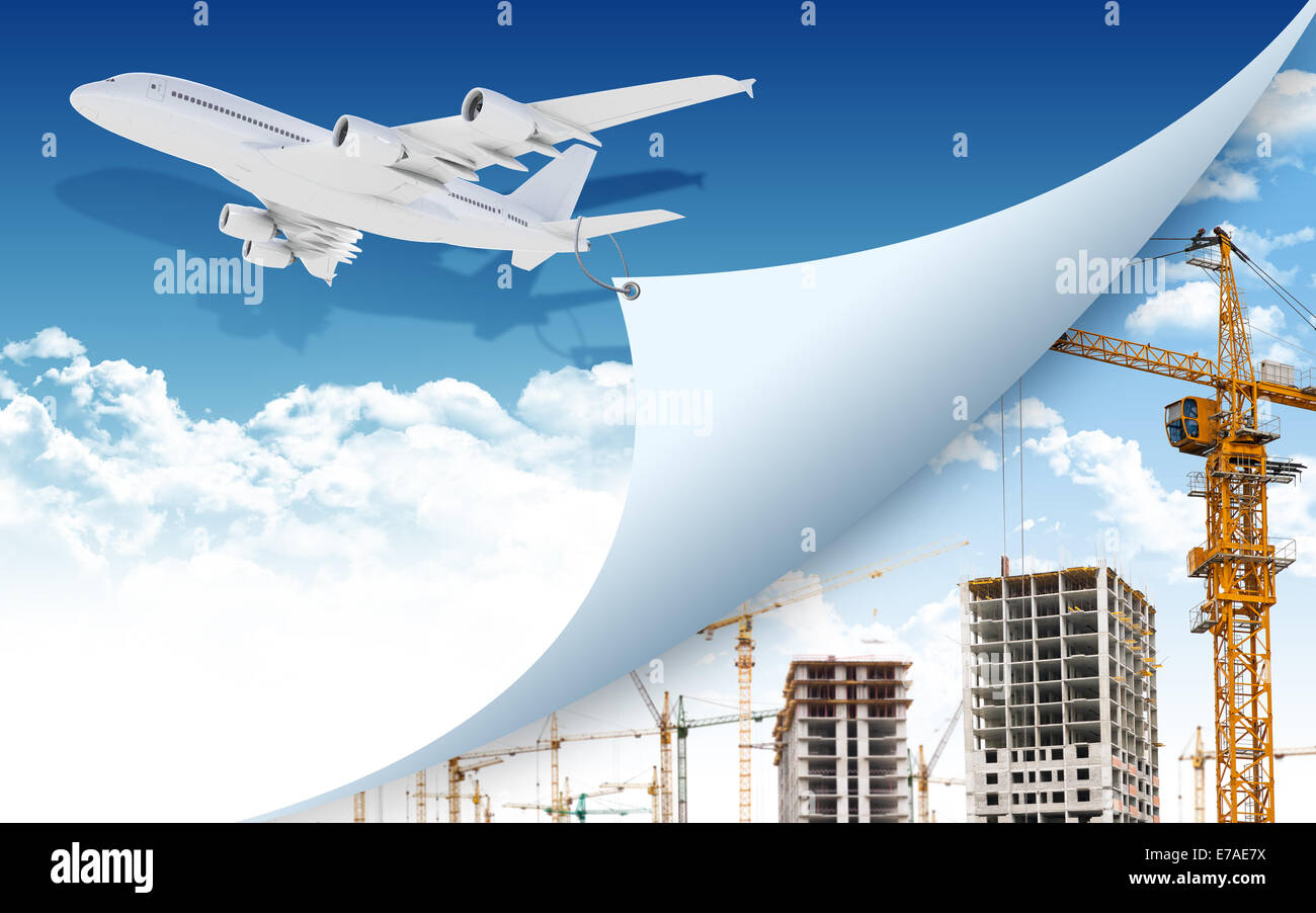 Airplane and construction site Stock Photo - Alamy