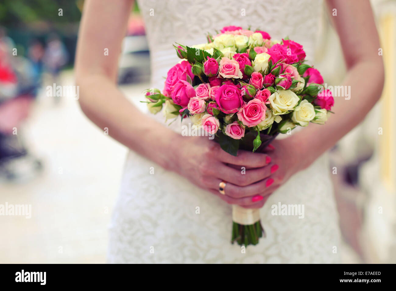 Bride alone happy outdoors hi-res stock photography and images - Alamy